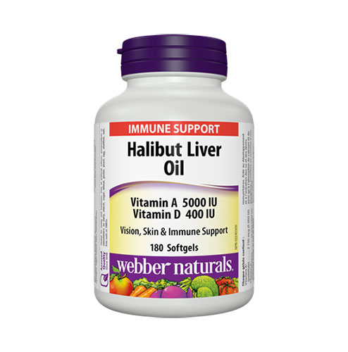 Halibut liver oil 180 capsules Webber Naturals / Черен дроб на халибут ...