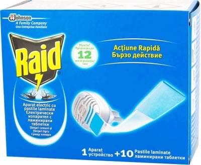 Raid vaporyzer against mosquitoes + 10 tablets / Райд изпарител с 10 ...