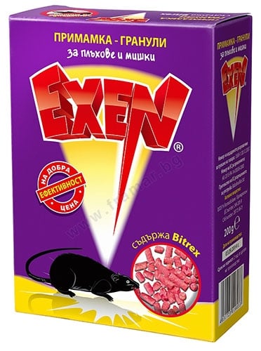 ЕКСЕН ПРИМАМКА ЗА ПЛЪХОВЕ И МИШКИ - ГРАНУЛИ 150 г | Apteka24.bg