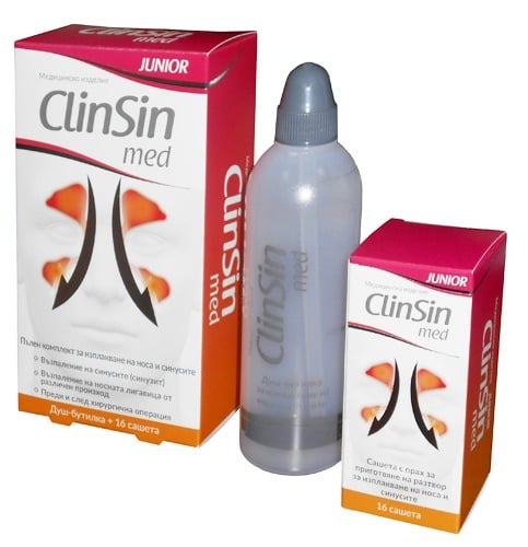 Clinsin med Junior 16 sachets + nasal shower bottle / Клинсин мед ...