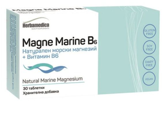 Magne Marine Magnesium + Vitamin B 6 30 tablets Herba Medica / Магне ...